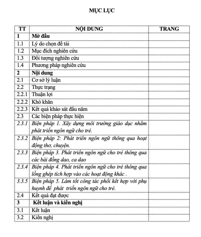 SKKN Một số biện pháp nâng cao chất lượng phát triển ngôn ngữ cho trẻ 4 - 5 tuổi thông qua hoạt ...