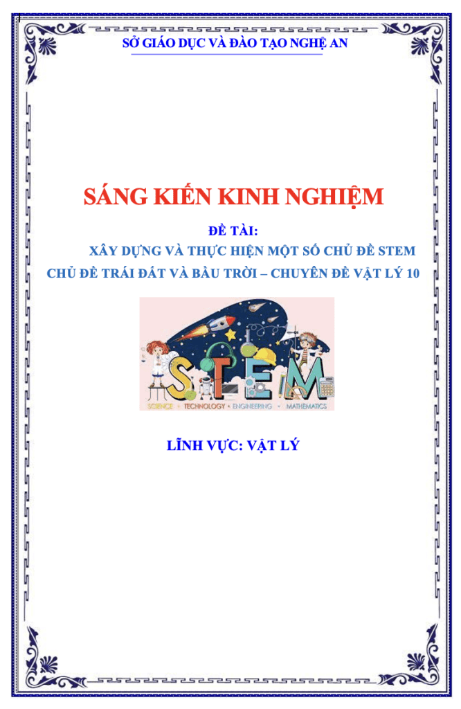 SKKN Xây dựng và thực hiện một số chủ đề dạy học stem chủ đề “Trái đất và bầu trời” – sách ...